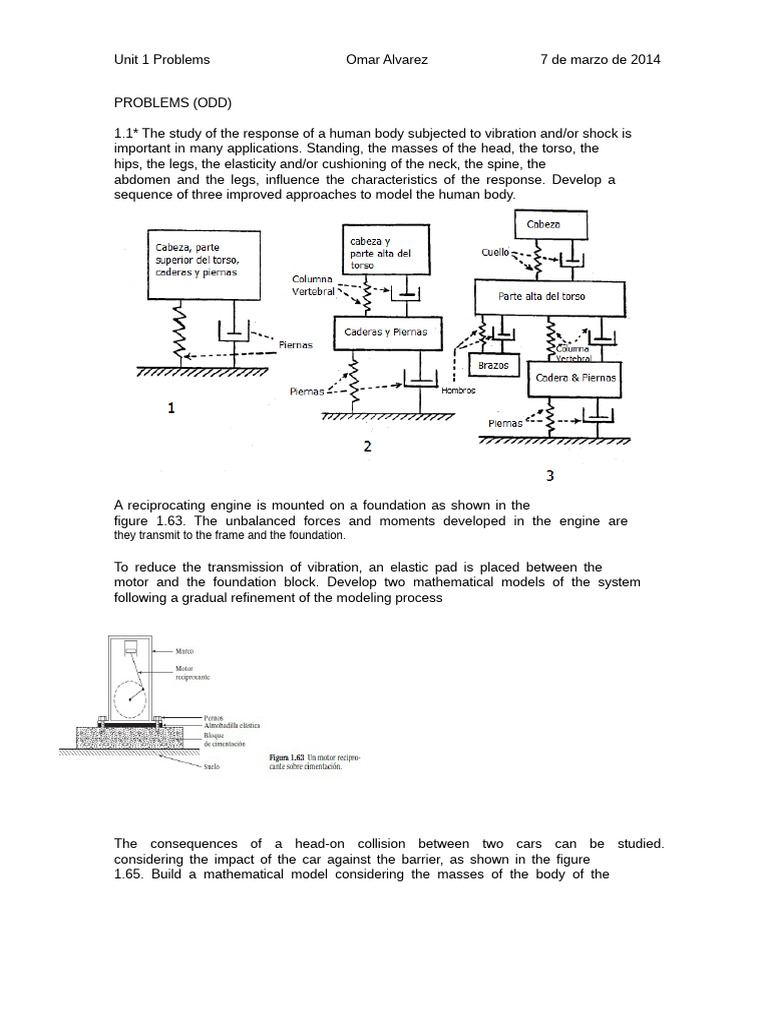 Human Body Vibration Modeling Problems | PDF | Bending | Beam (Structure)