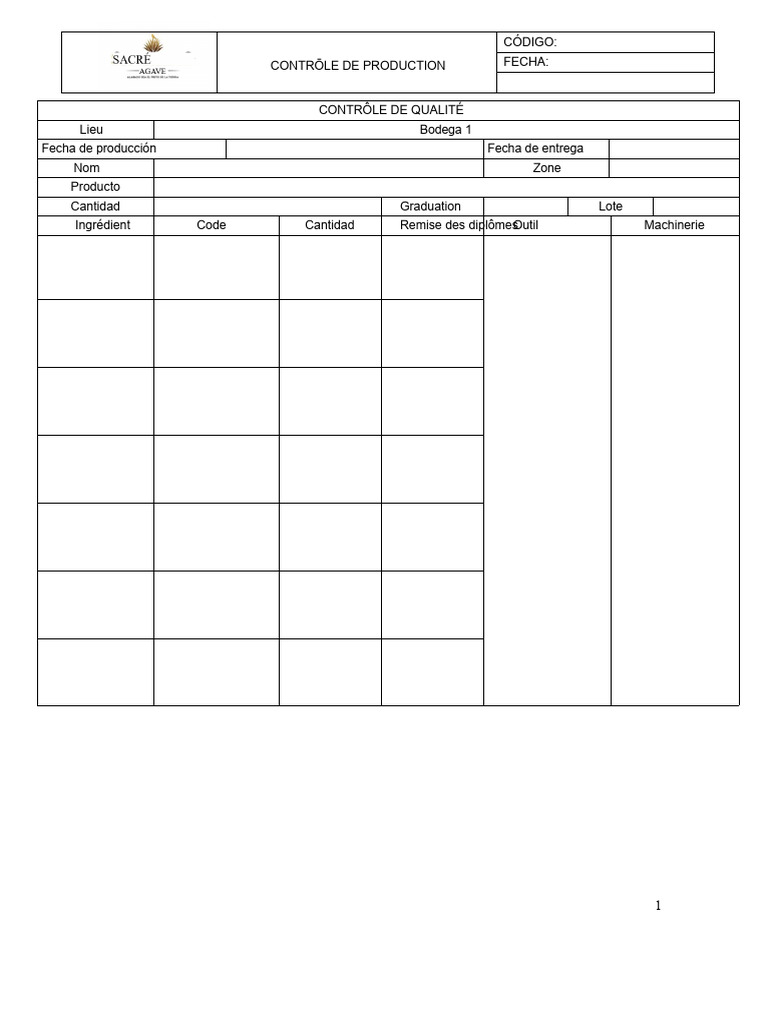 Format de Contrôle de Production (Emballage Et Qualité) | PDF
