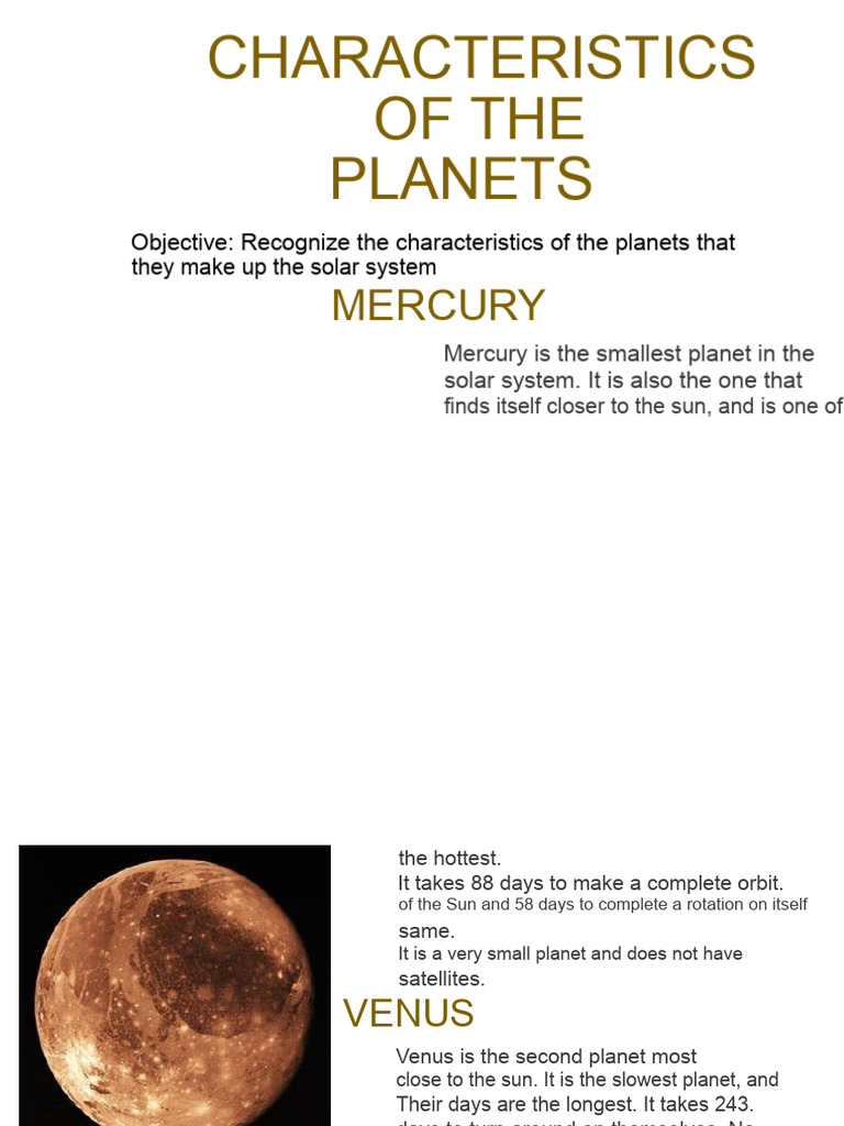 CHARACTERISTICS OF THE PLANETS 2° (1) | PDF | Planets | Solar System