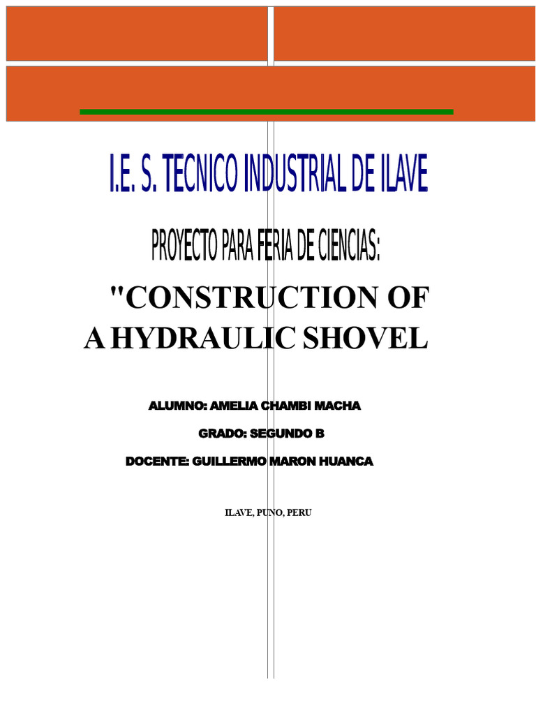 Project For Science Fair Construction of Hydraulic Shovel | PDF ...