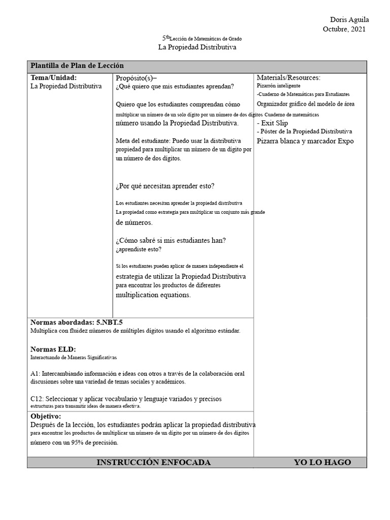 Lección sobre la Propiedad Distributiva | PDF | Matemáticas
