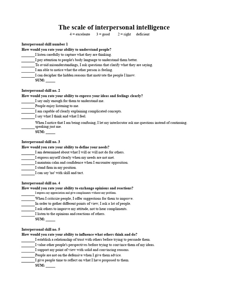Assessing Interpersonal Intelligence Skills | PDF | Skill | Social ...