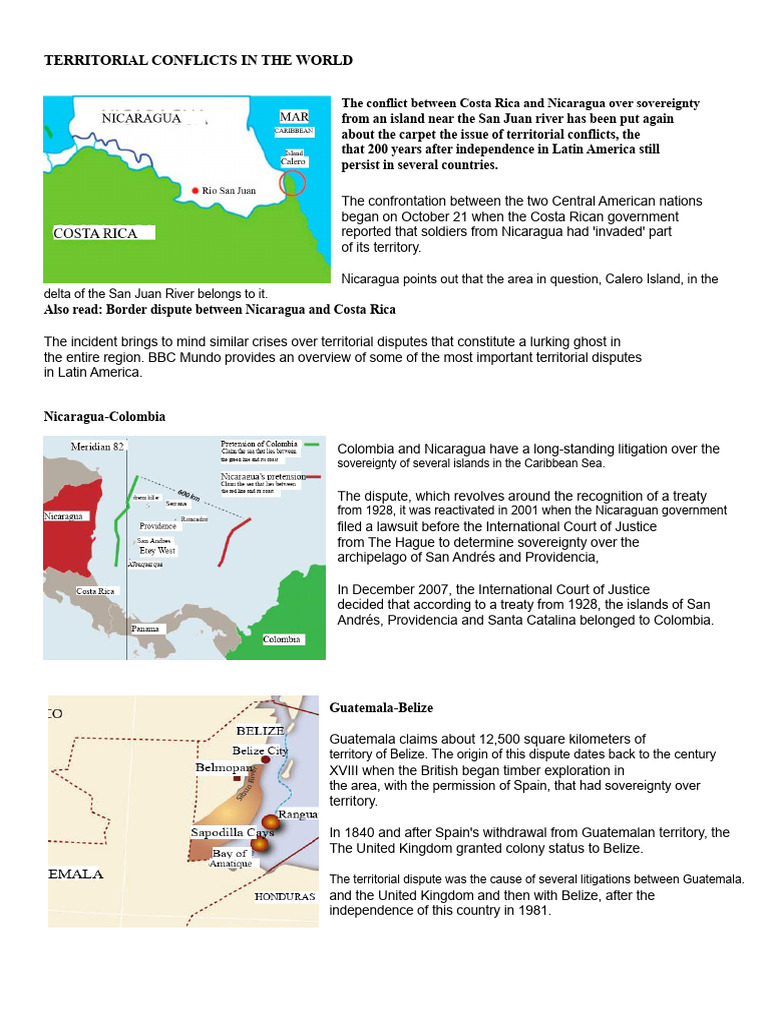 Territorial Conflicts in Latin America | PDF | Nicaragua | Belize
