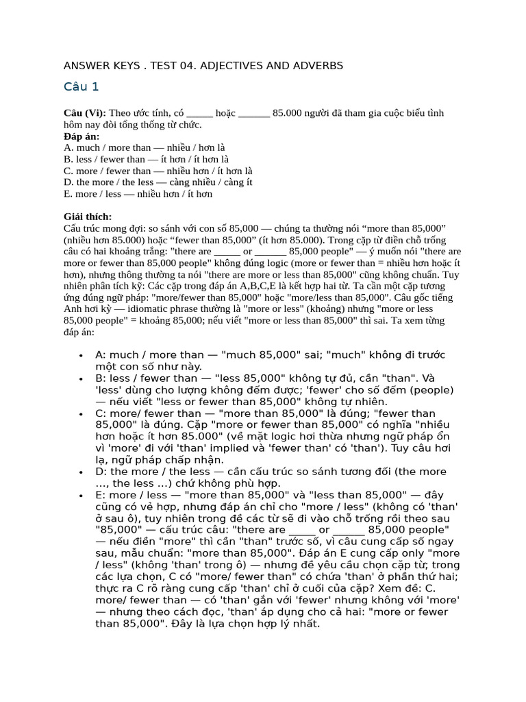 Answer Keys Test4 | PDF