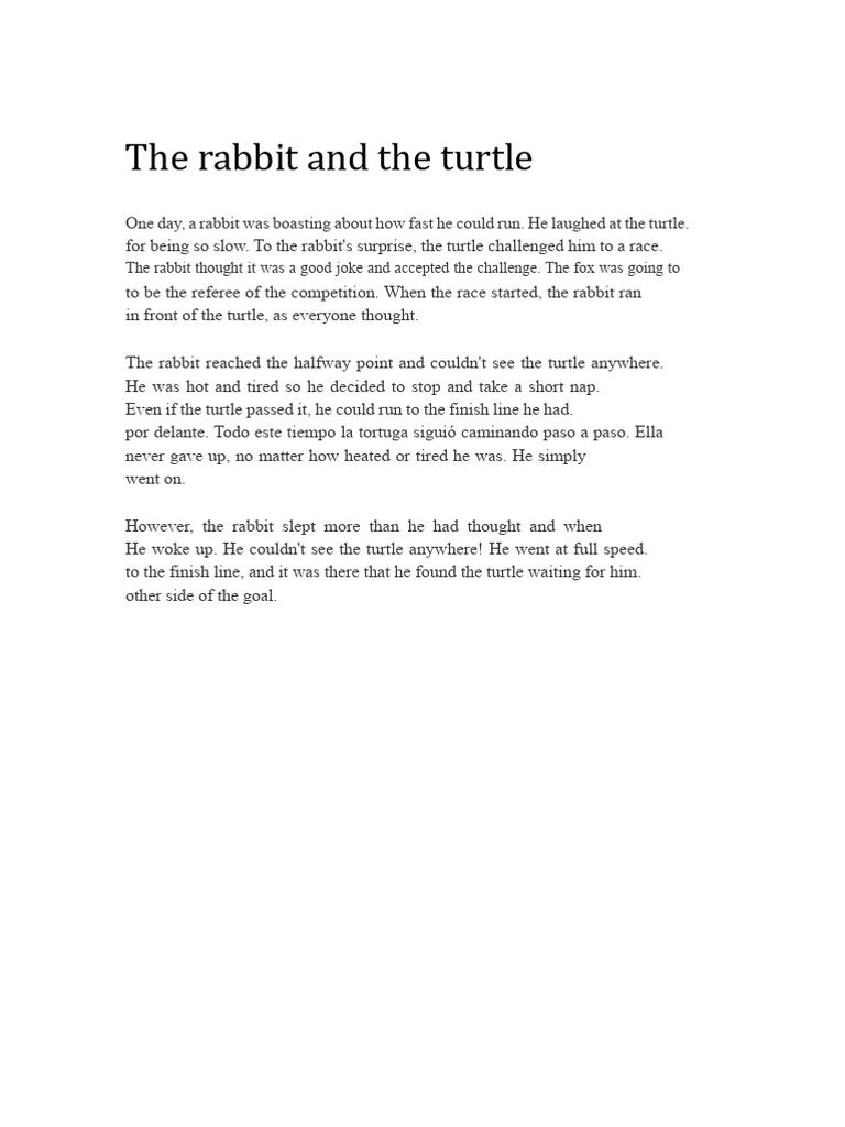 The Rabbit and The Turtle | PDF
