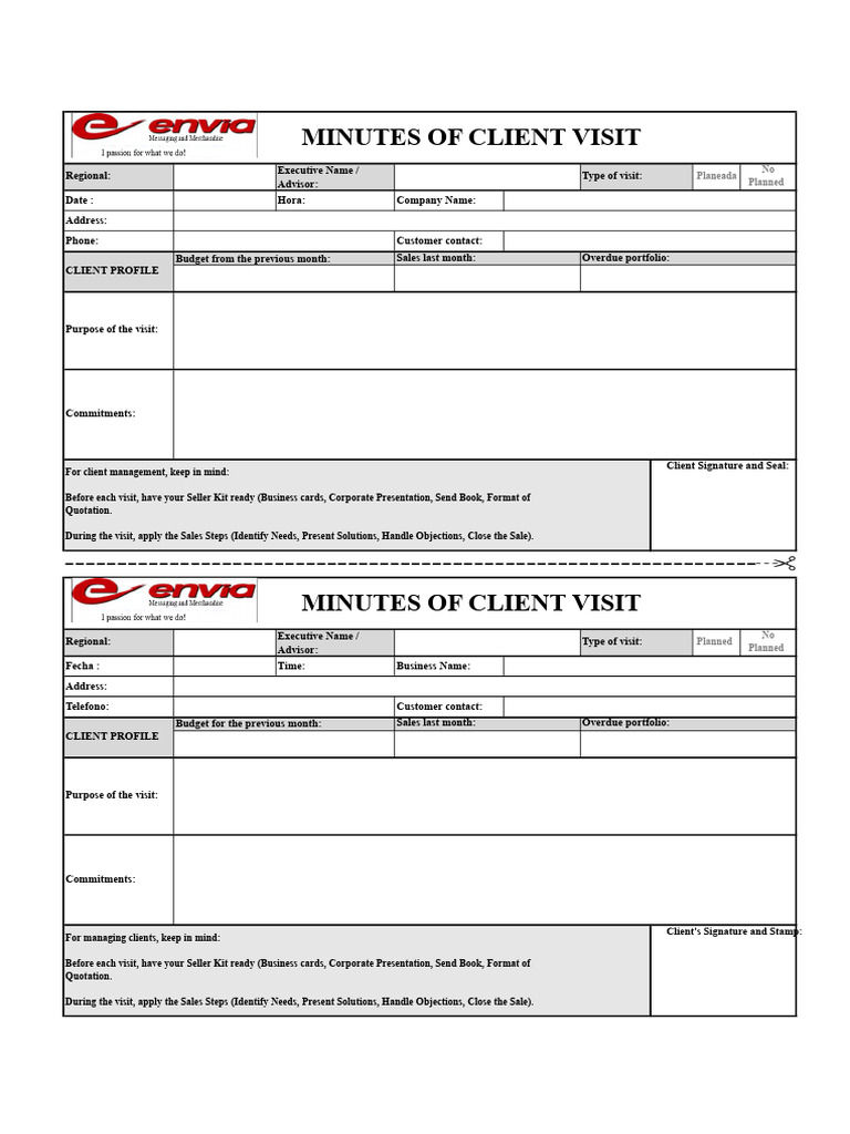 Client Visit Minutes Template | PDF