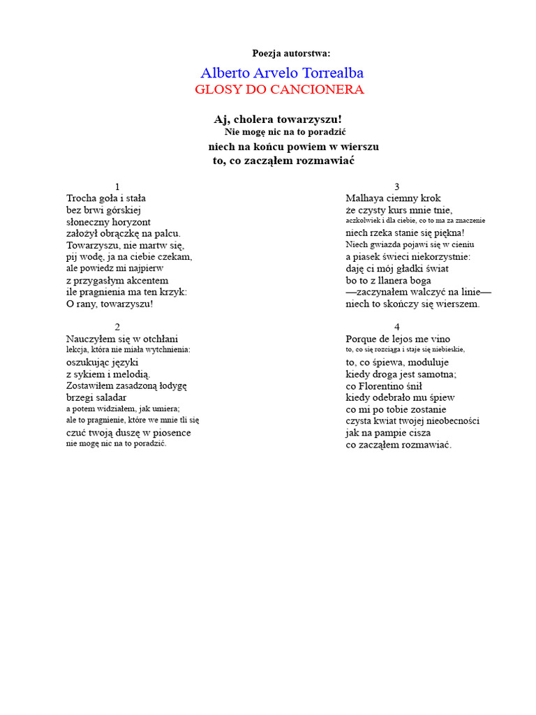 Poezja Alberto Arvelo Torrealba PDF | PDF