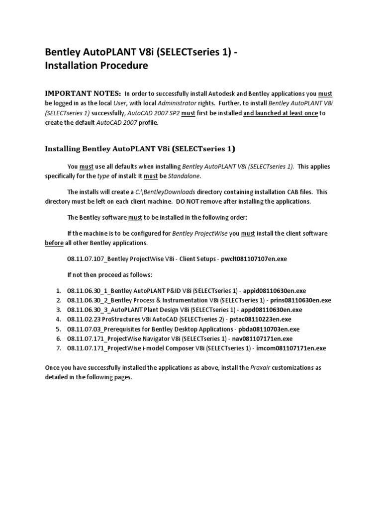 Bentley AutoPLANT V8i Installation Guide | PDF | Superuser | Icon ...