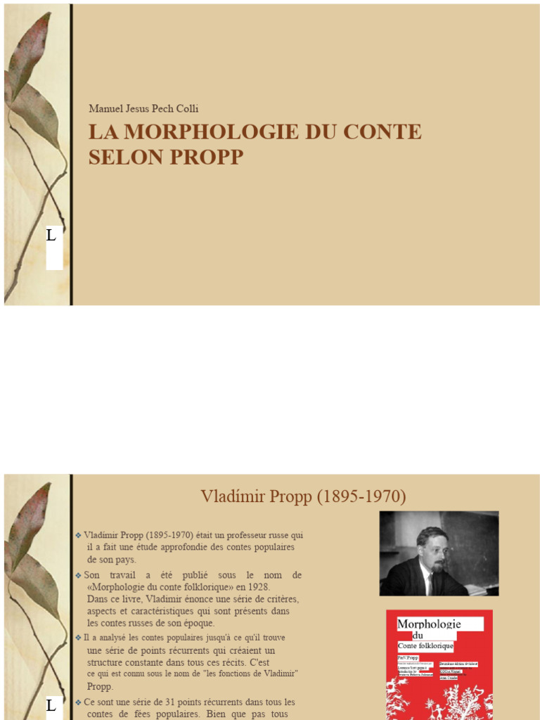 Morphologie du conte selon Propp | PDF | Littérature orale