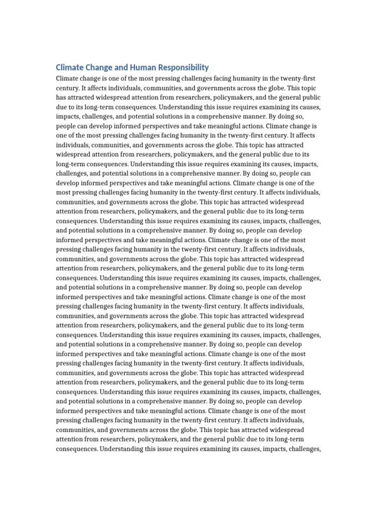 Climate Change and Human Responsibility | PDF | Climate Change ...