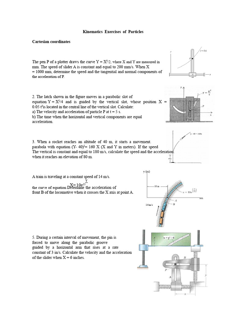 Particle Kinematics Exercises Pdf Acceleration Kinematics
