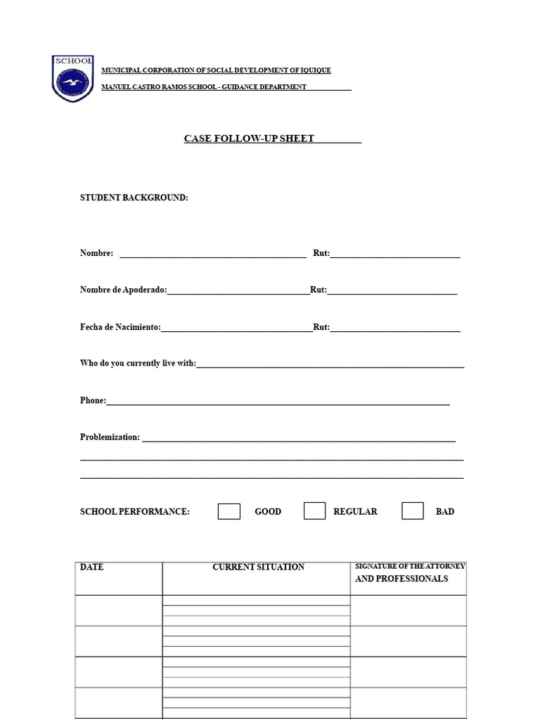 Case Follow-up Sheet | PDF