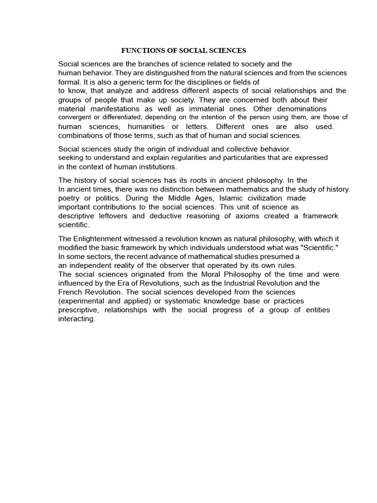 Functions and Innovations in Social Sciences | PDF | Social Sciences ...