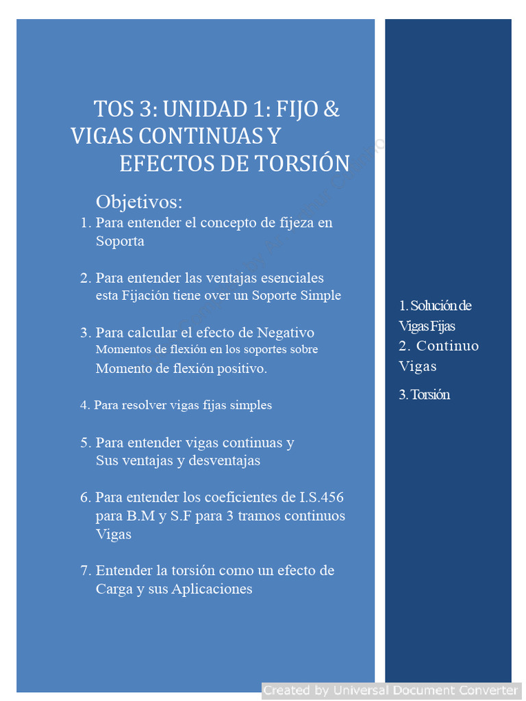 TOS 3 Unidad 1 Vigas Fijas y Vigas Continuas y Torsión | PDF | Viga ...
