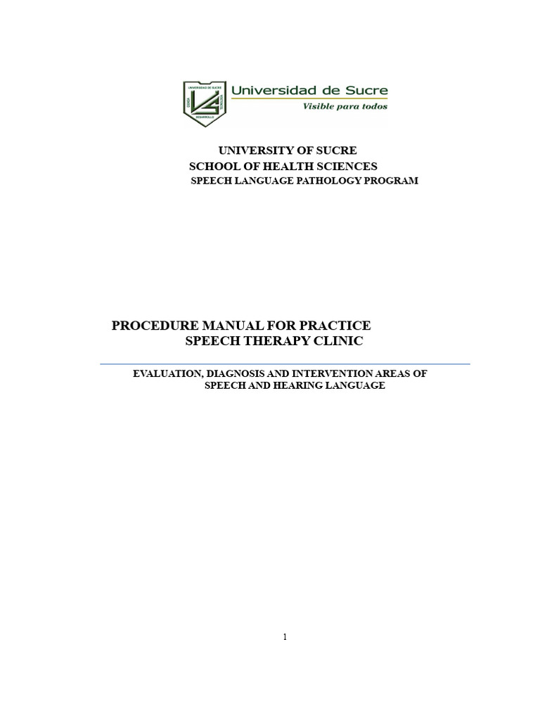 Speech Therapy Clinical Practice Manual | PDF | Mental Disorder | Aphasia