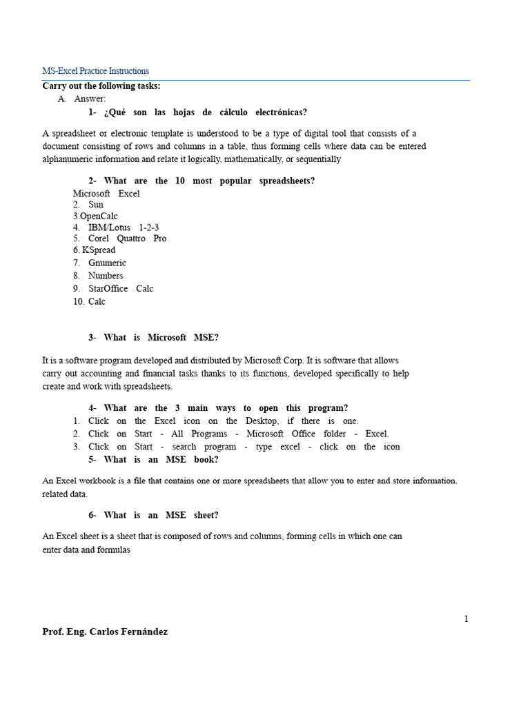 Practice 3 - Final MS Excel - 5 points | PDF | Microsoft Excel ...