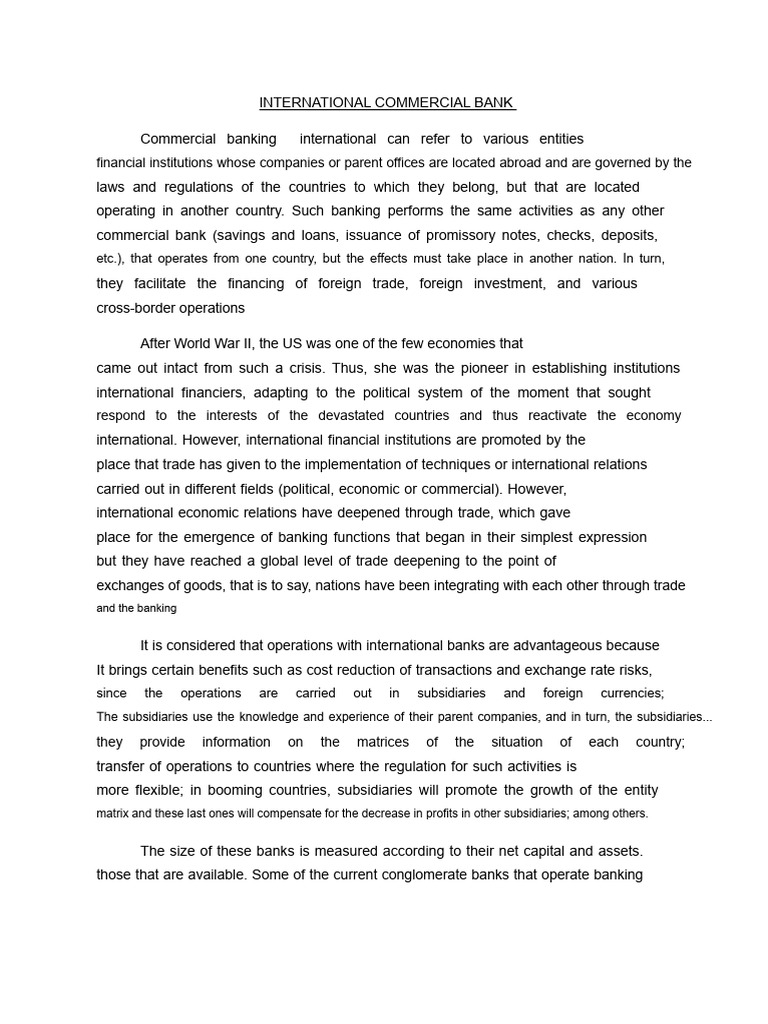Overview of International Commercial Banks | PDF | Banks | Bank Of America