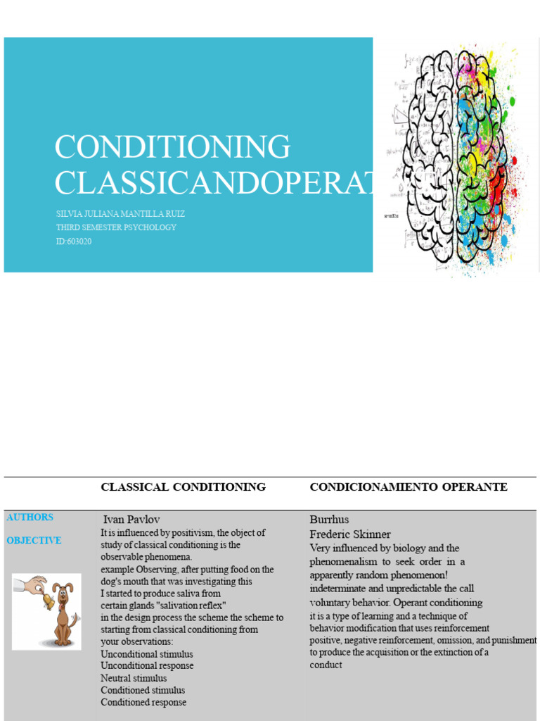 synoptic chart classical and operant conditioning.pdf | PDF | Classical ...