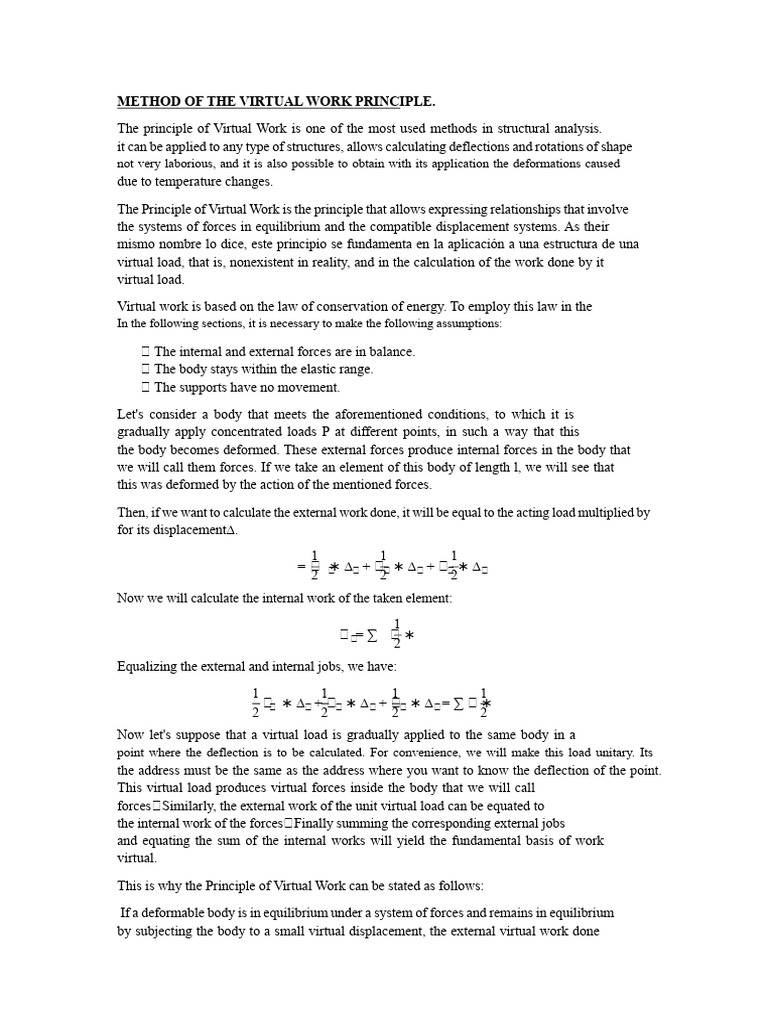 Virtual Work Principle in Structural Analysis | PDF | Force ...