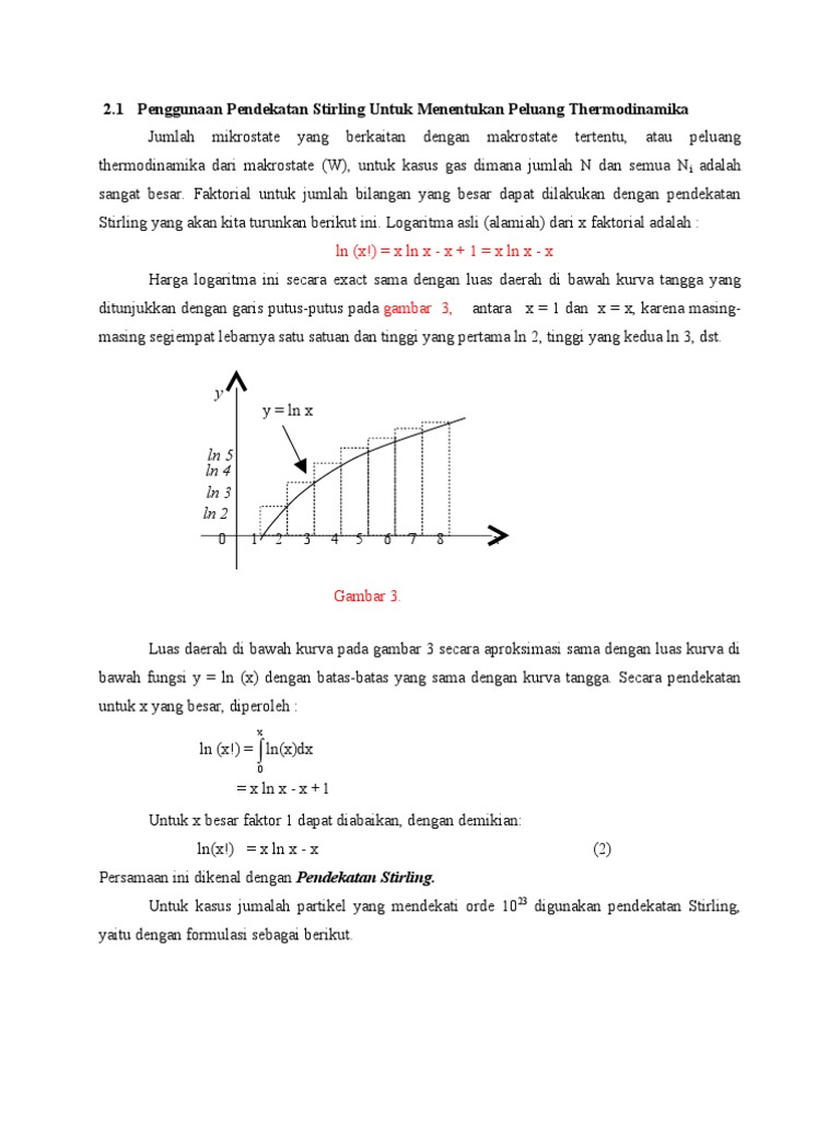 Penggunaan Pendekatan Stirling Untuk Menentukan Peluang Thermodinamika ...