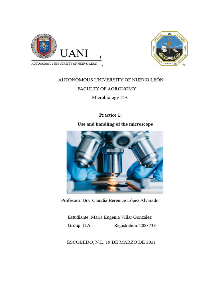 Practice 1 Use and Handling of The Microscope | PDF | Microscope ...
