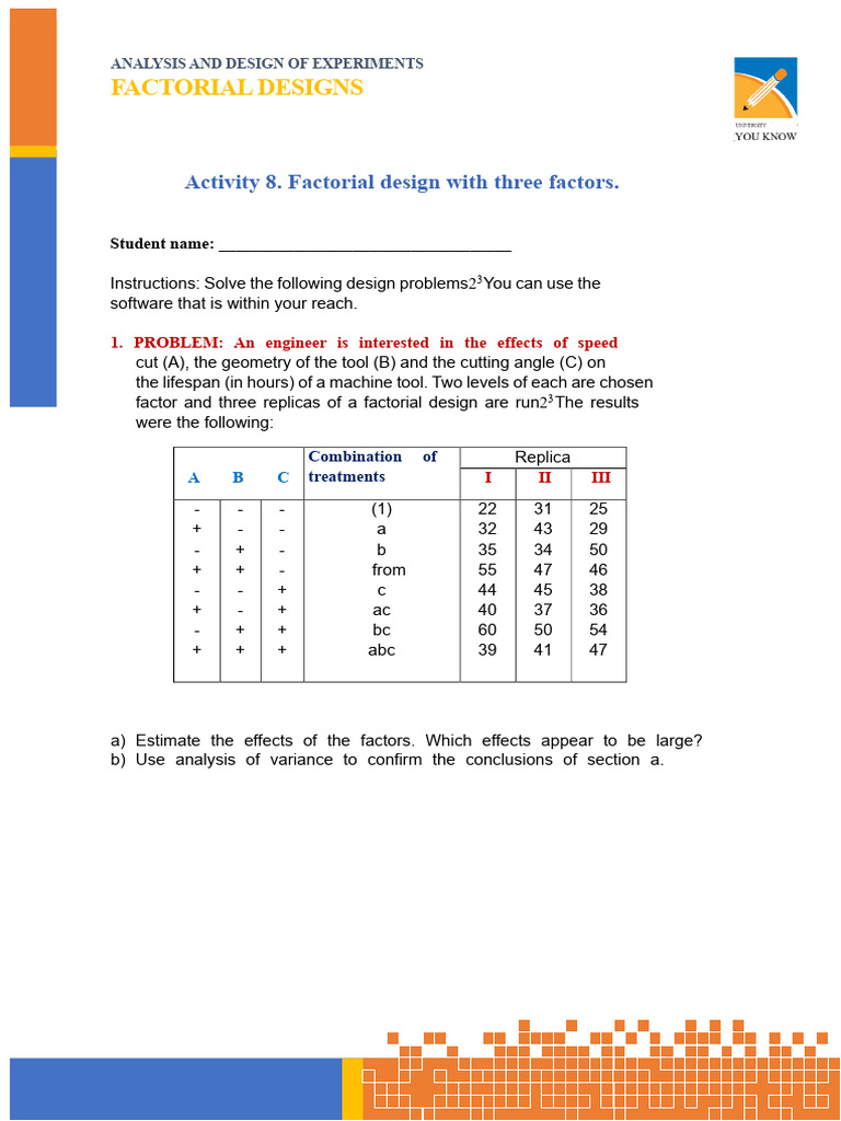 Act_8_Factorial Design With Three Factors | PDF