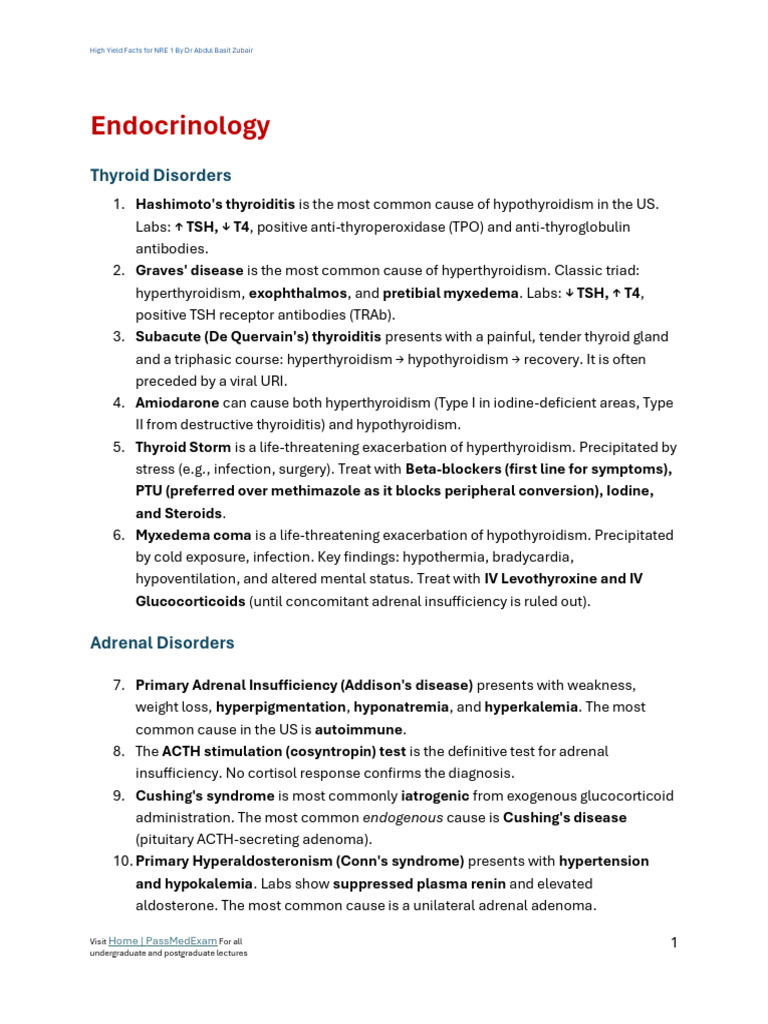 High Yield Facts and Revision Points for NRE 1 by Dr Abdul Basit Zubair ...