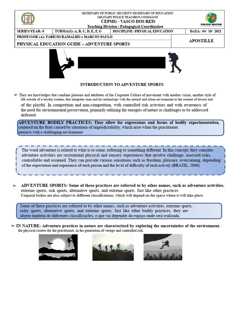 Introduction To Adventure Sports | PDF | Mountaineering | Hiking