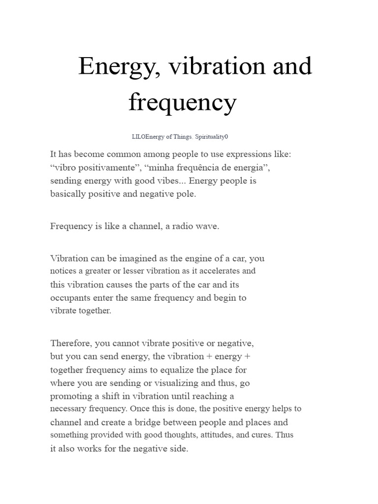 Energy, Vibration, and Frequency | PDF | Frequency