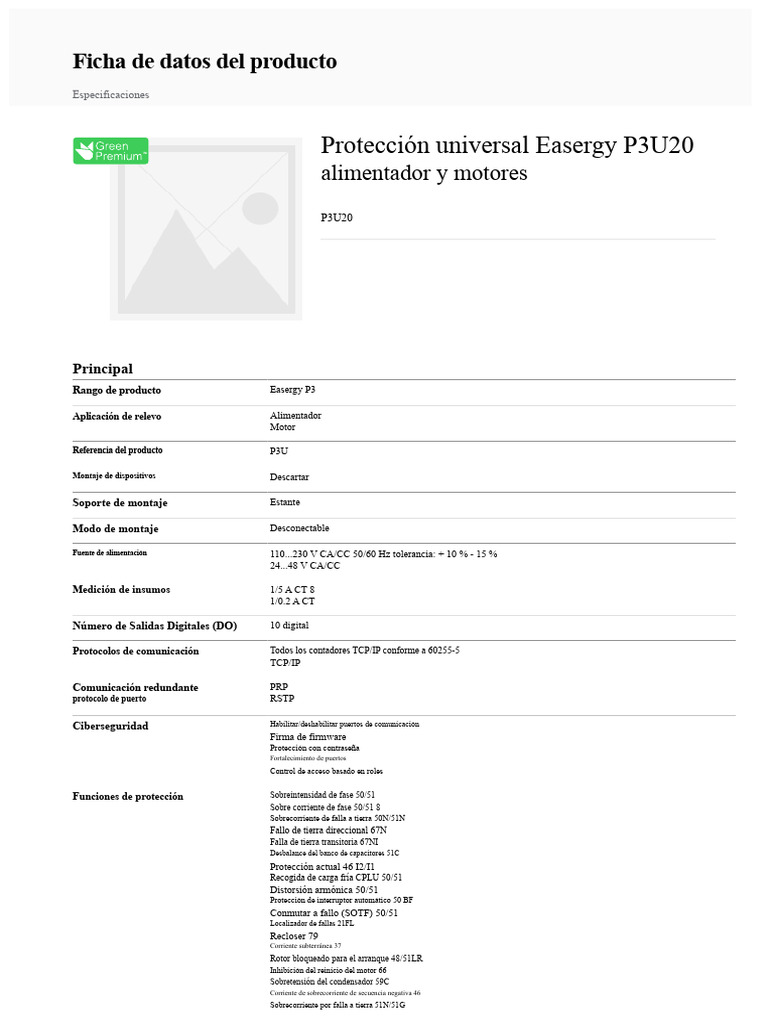 Relés de Protección Easergy P3 - P3U20 | PDF | Relé | Electrónica