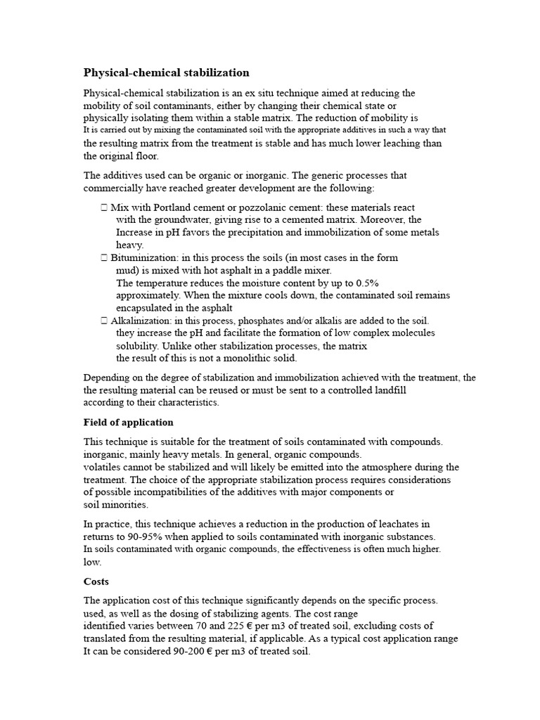 Physical-chemical stabilization | PDF | Soil | Cement
