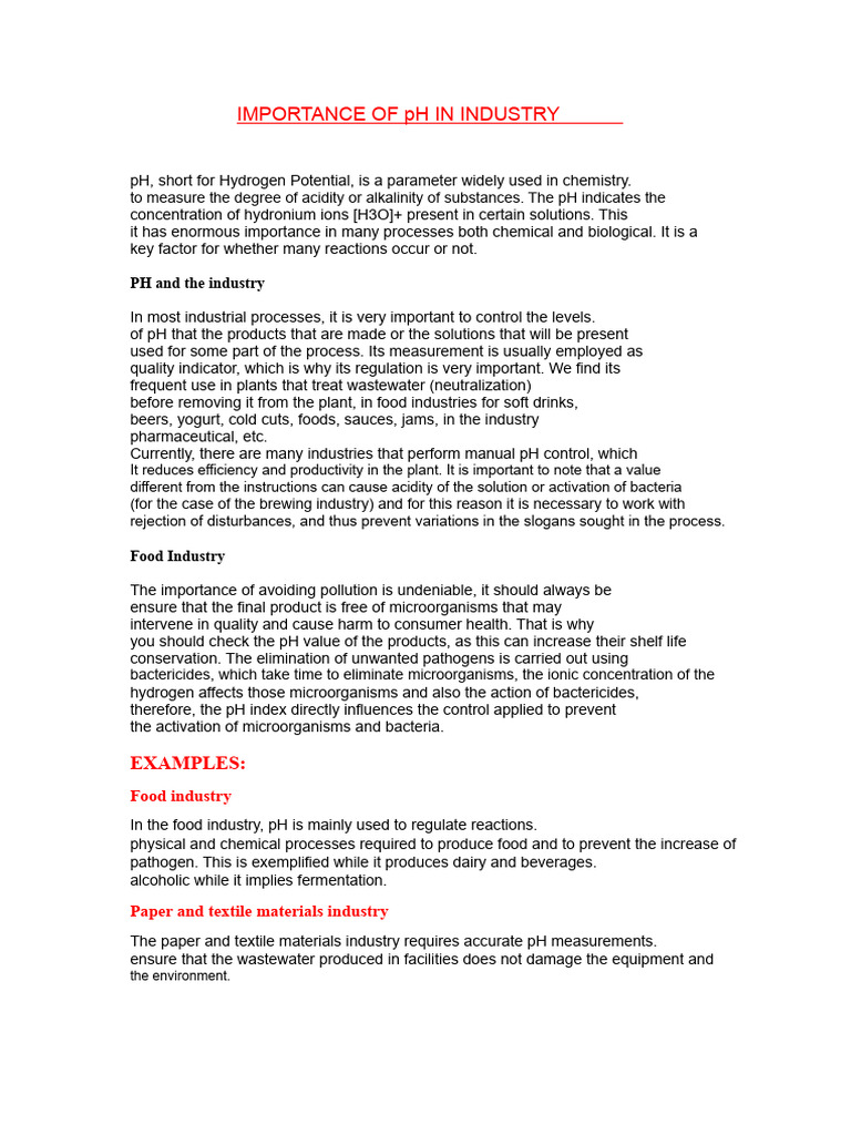 pH Control's Role in Industrial Processes | PDF | Ph | Acid