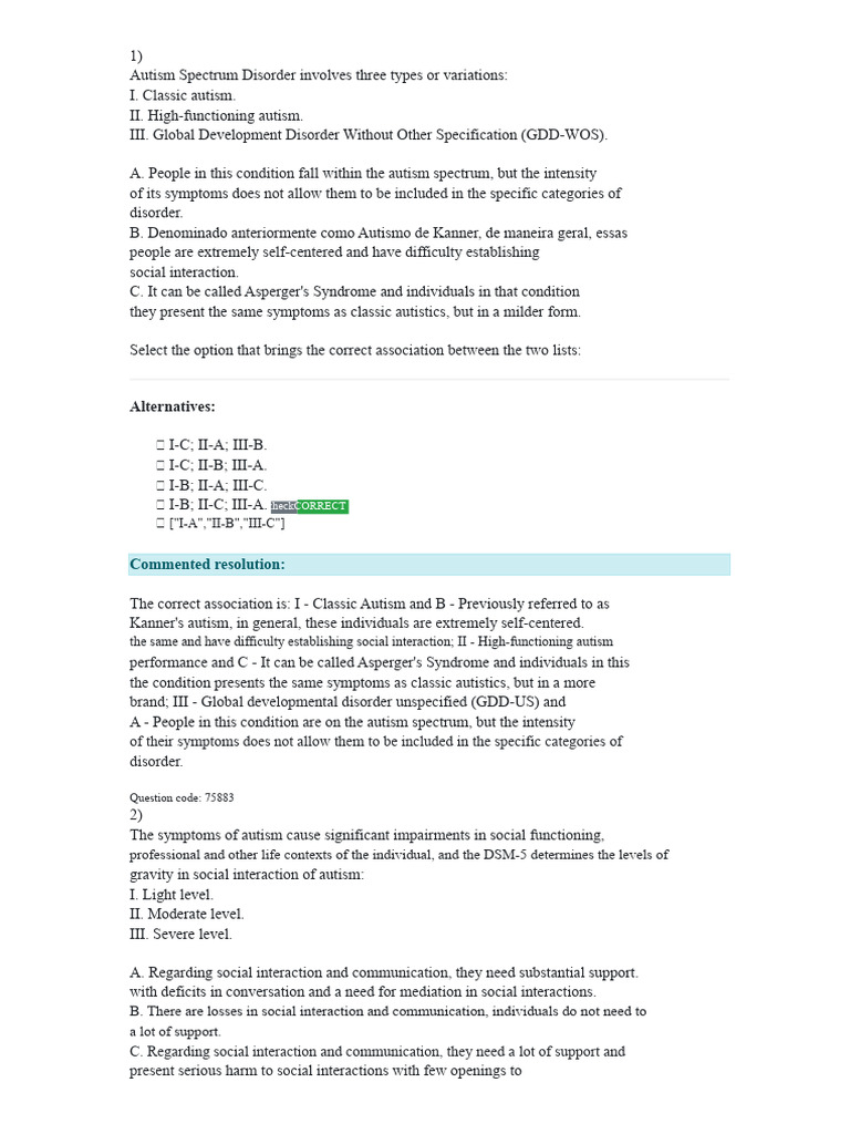 TEST - SUBJECT Historical development of the concept of ASD | PDF ...