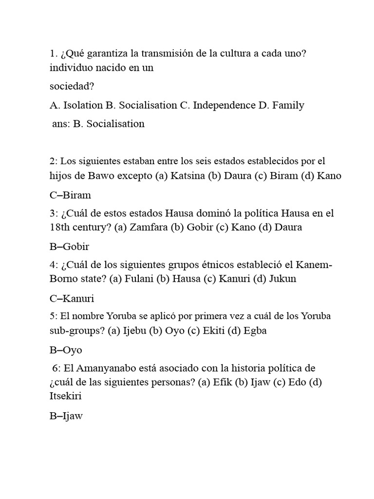 Gst103 Preguntas Anteriores | PDF | Nigeria