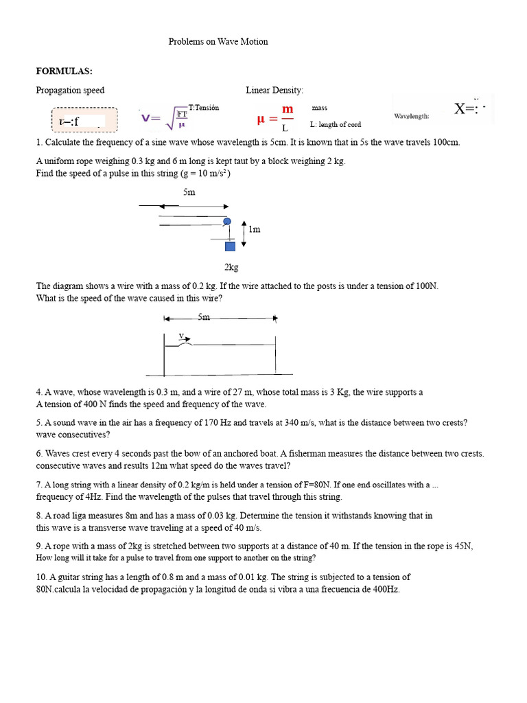 Exercises on Wave Motion | PDF