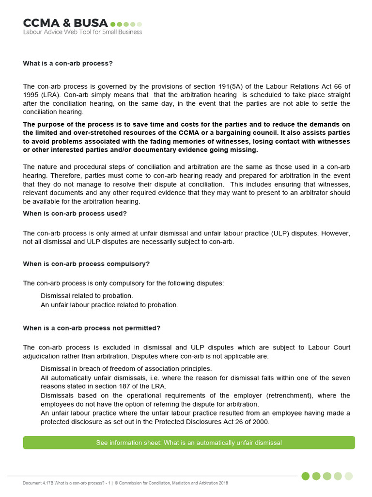 Document 4.17B Info Sheet Other What Is A Con Arb Process LW VP Ab 7 ...