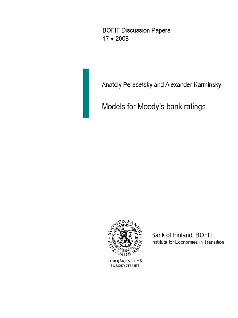 Models for Moody's Bank Ratings Analysis | PDF | Banks | Credit Rating ...
