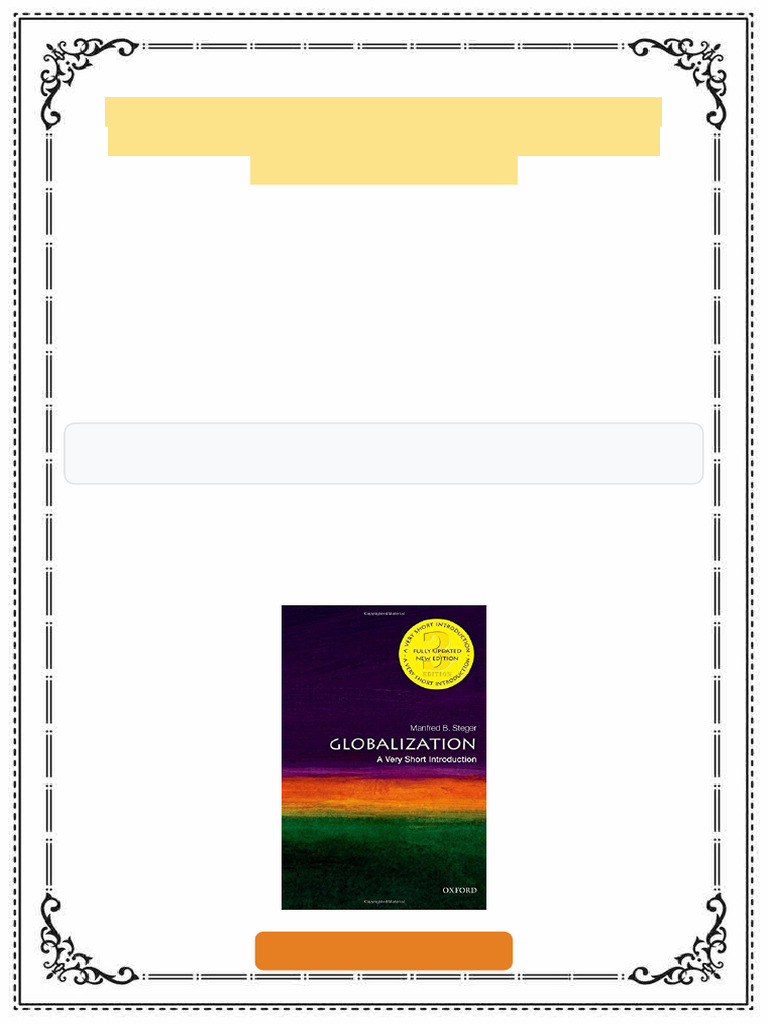 Globalization A Very Short Introduction 3rd Edition Manfred Steger ...