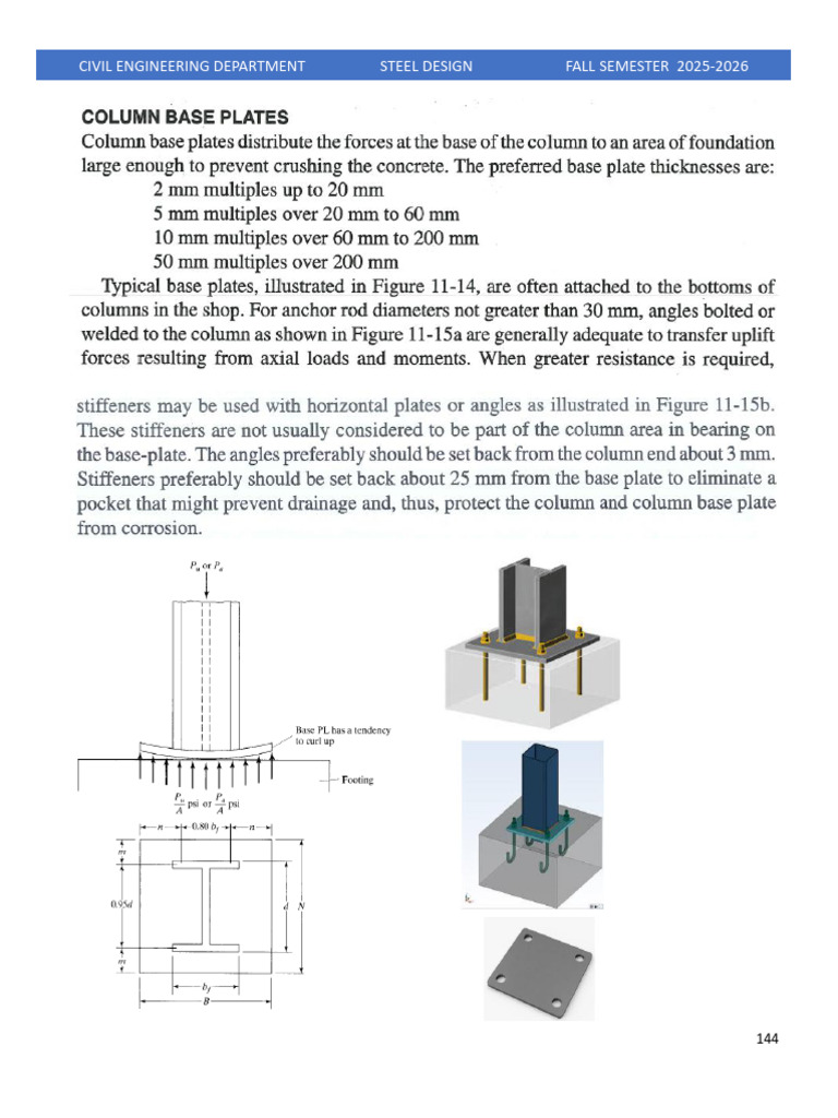 Steel Design Course Fall 2025-2026 | PDF