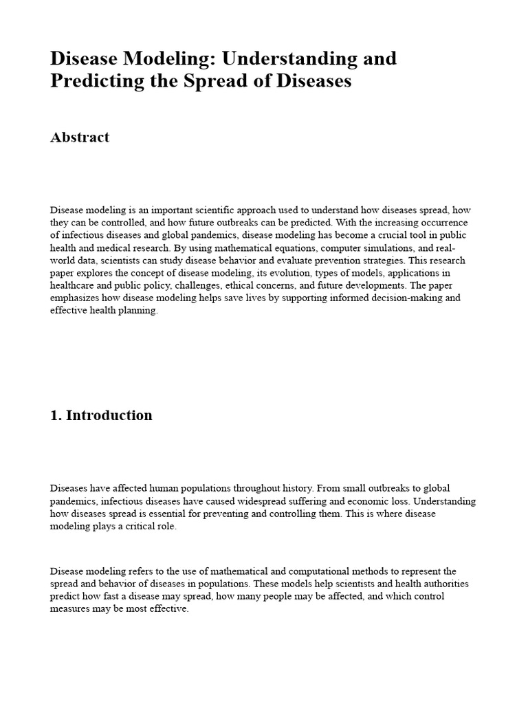 Disease Modeling Understanding and Predicting the Spread of Diseases ...