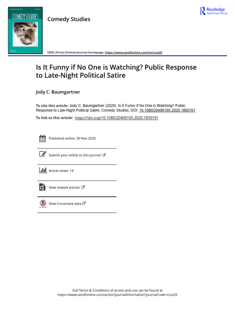 Is It Funny If No One Is Watching - Public Response To Late-Night ...