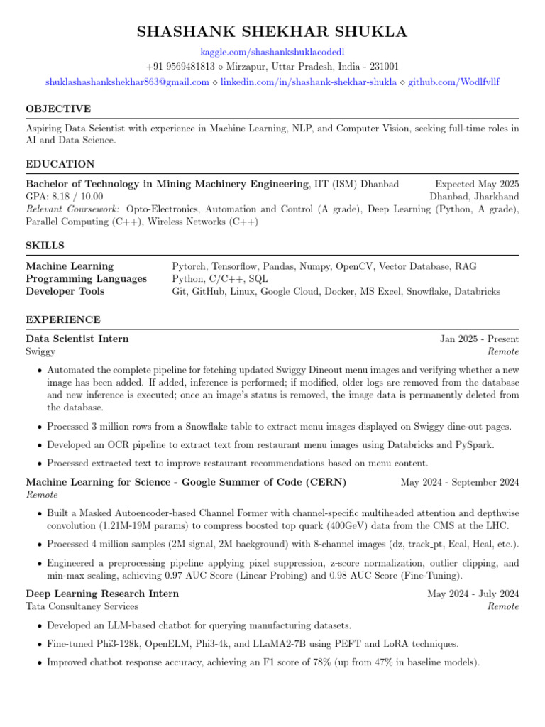Shashank_resume | PDF | Artificial Intelligence | Intelligence (AI) & Semantics
