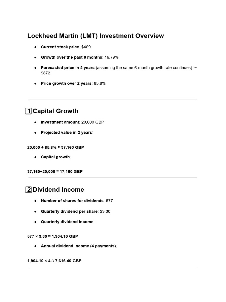 Lockheed Martin (LMT) Investment Overview | PDF