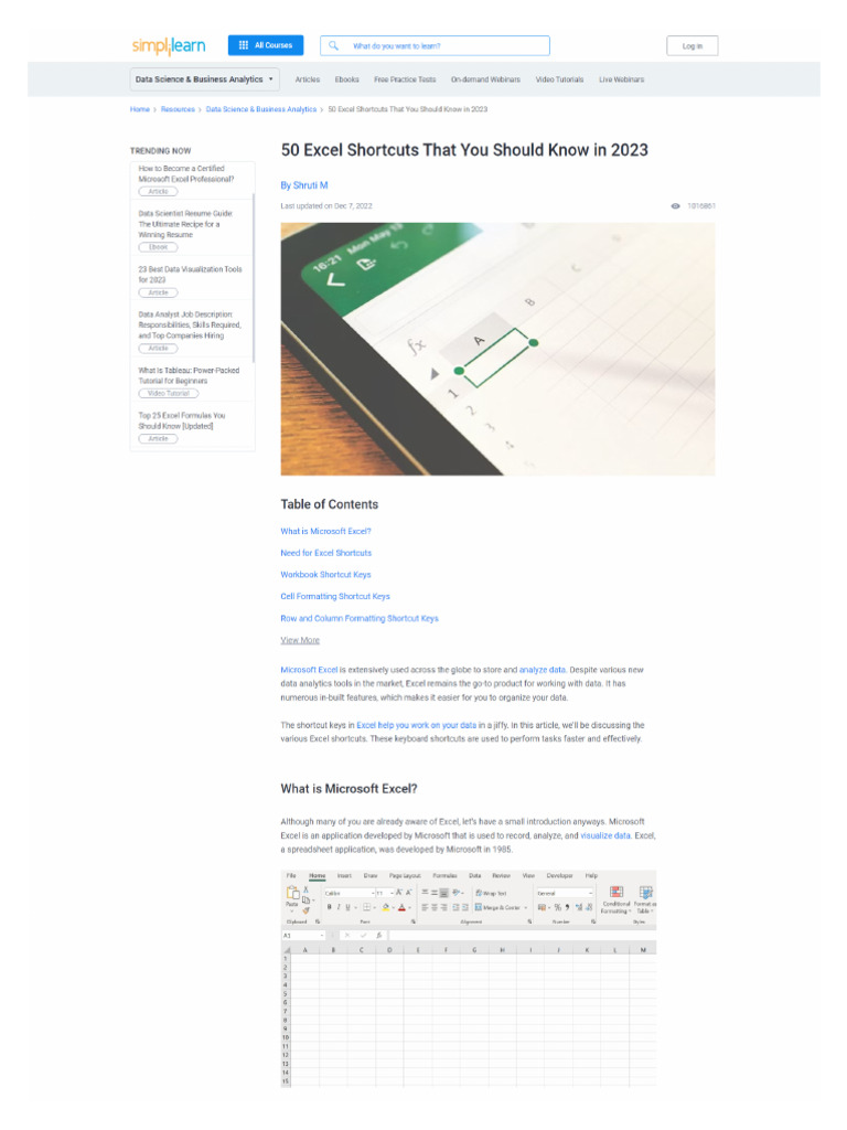 Excel Shortcuts | PDF