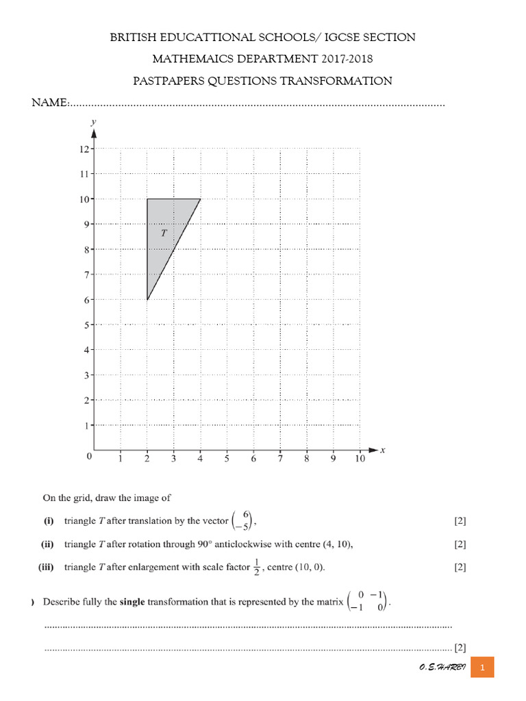 Pastpapers Questions Transformation-1 | PDF