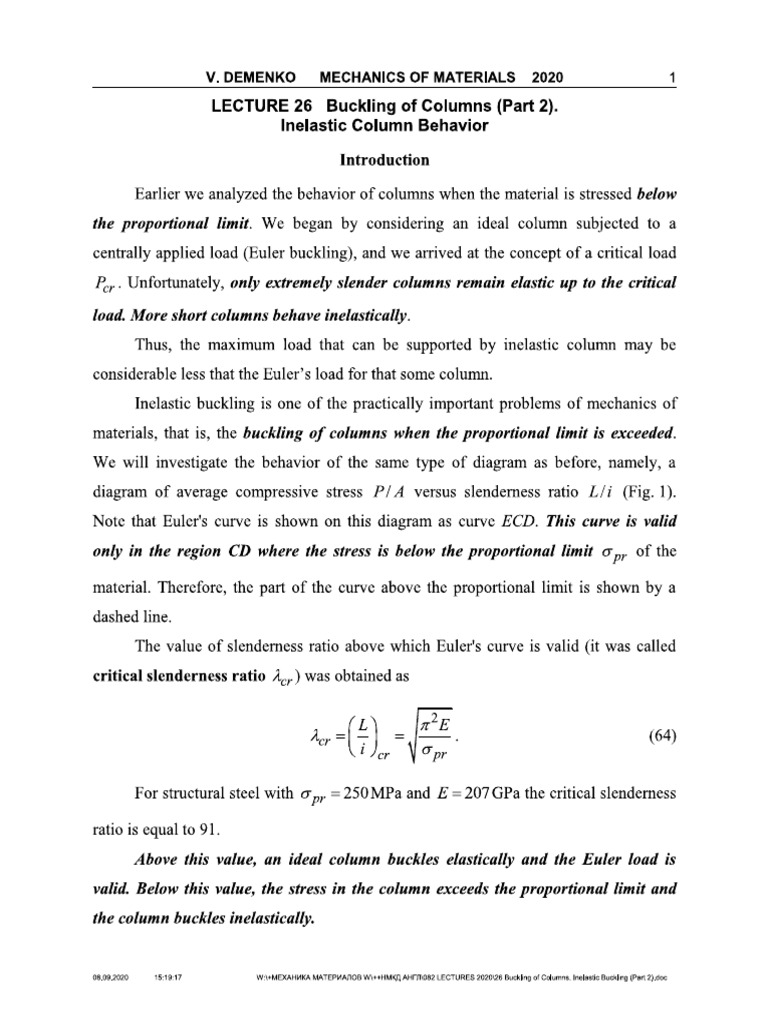 Inelastic Buckling | PDF