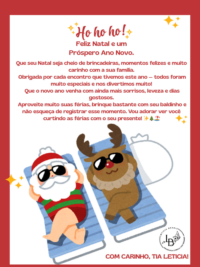 Documento a4 Papel de Carta Natal Papai Noel Vermelho | PDF | Natal | Dias santos católicos