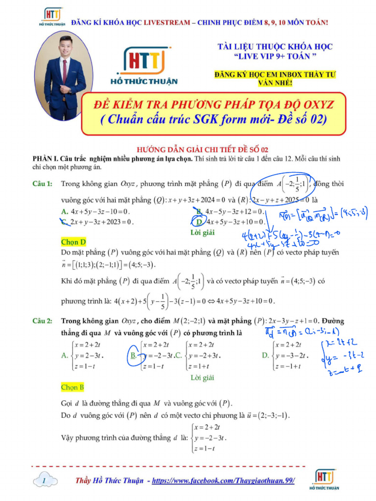 Phương Pháp Tọa Độ Oxyz | PDF