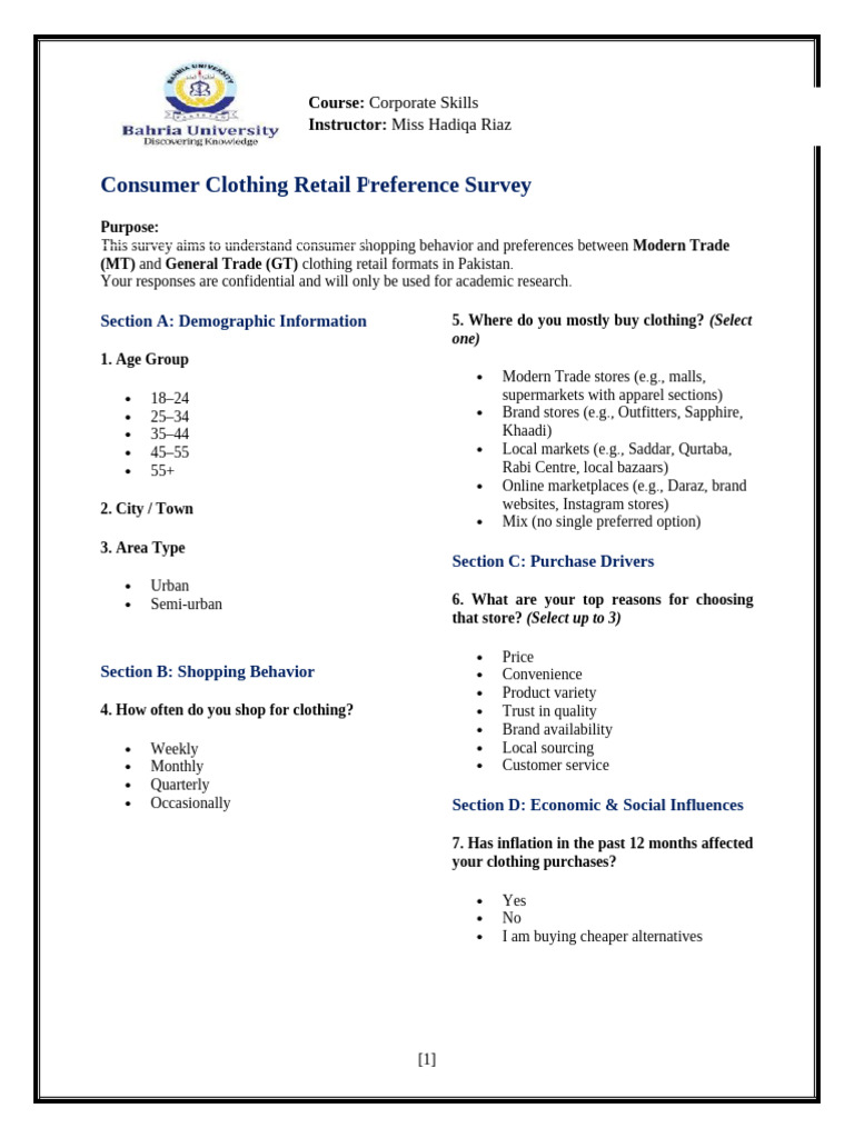 Consumer Clothing Retail Preference Survey | PDF | Brand | Payments