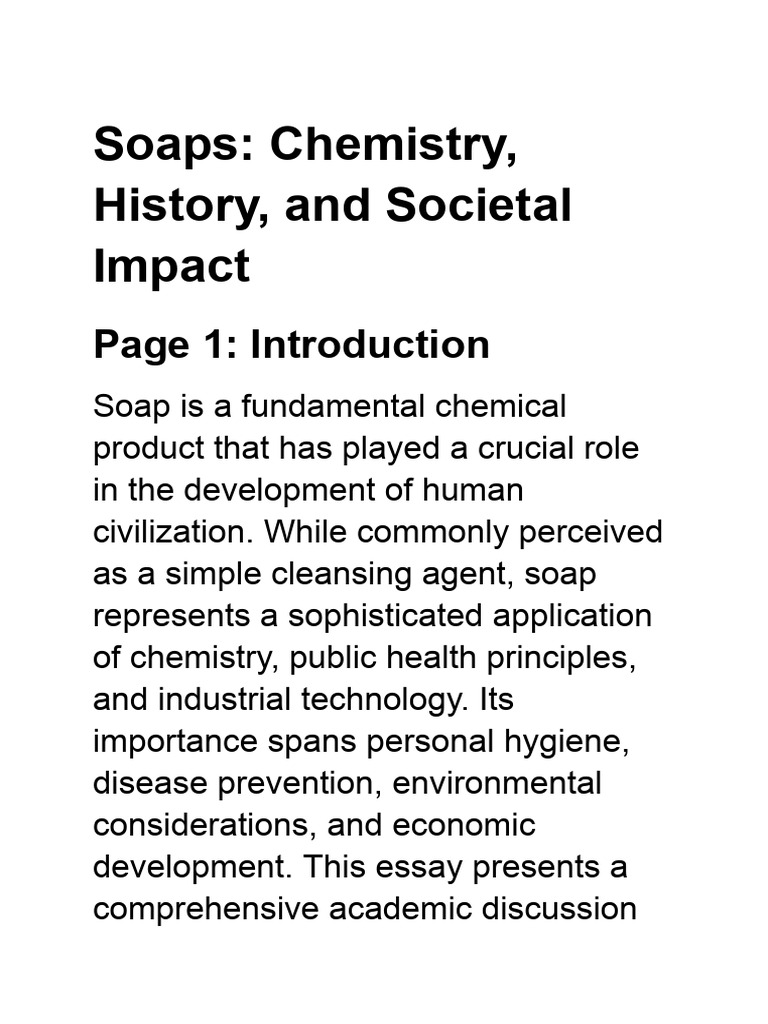 Soaps - An Essential Part of Human Hygiene and Civilization | PDF | Soap